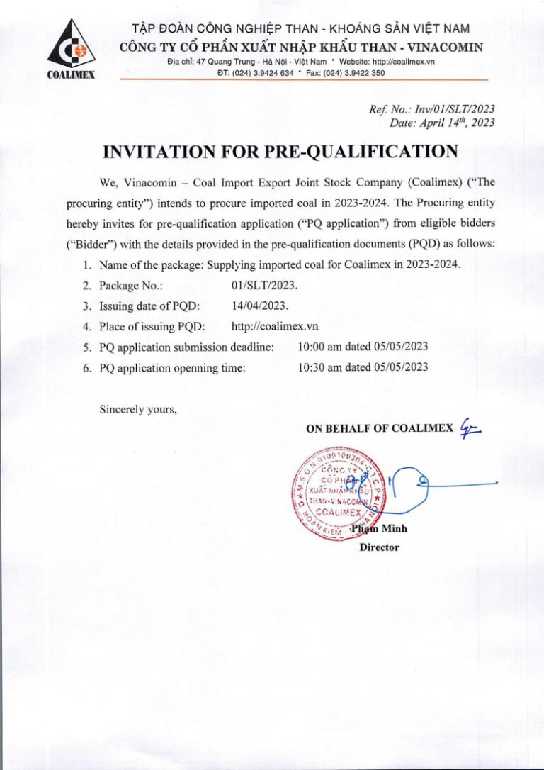 Hồ sơ mời sơ tuyển gói thầu số: 01/SLT/2023 - Invitation for pre ...